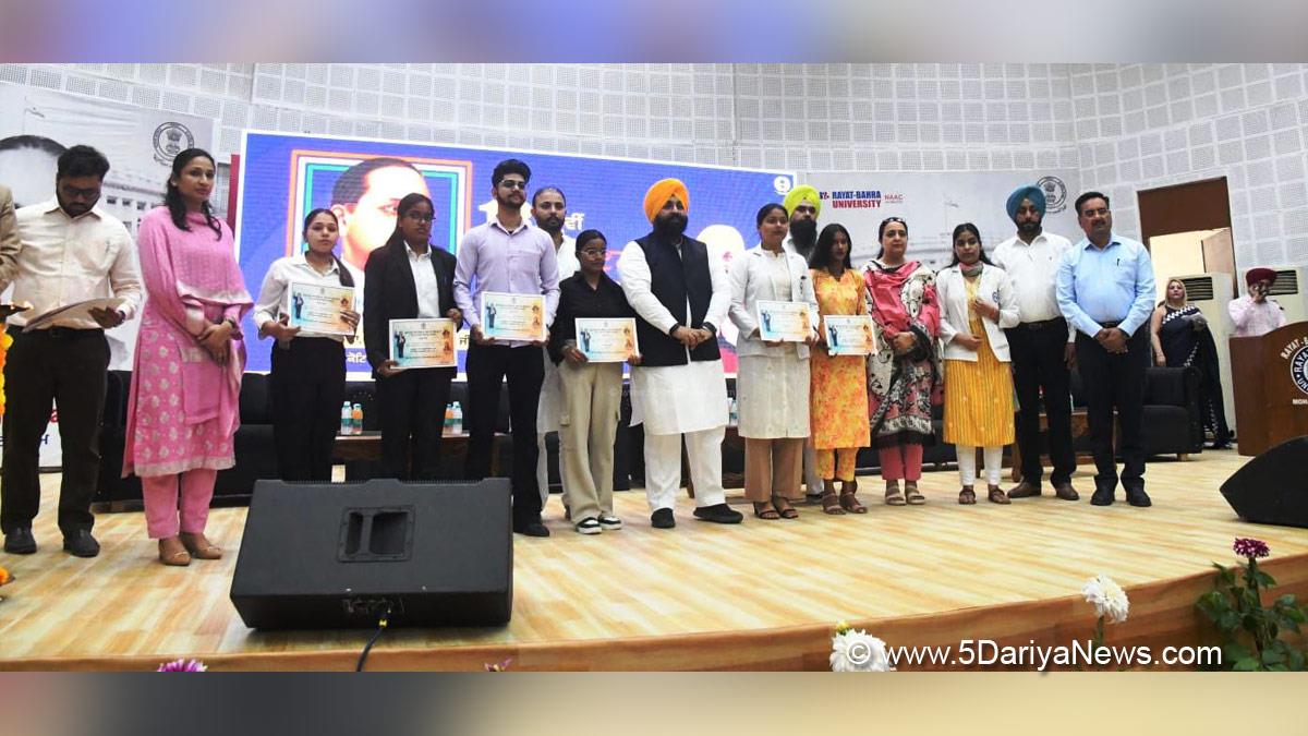 Harjot Bains pays tributes to Dr Ambedkar at Rayat Bahra University